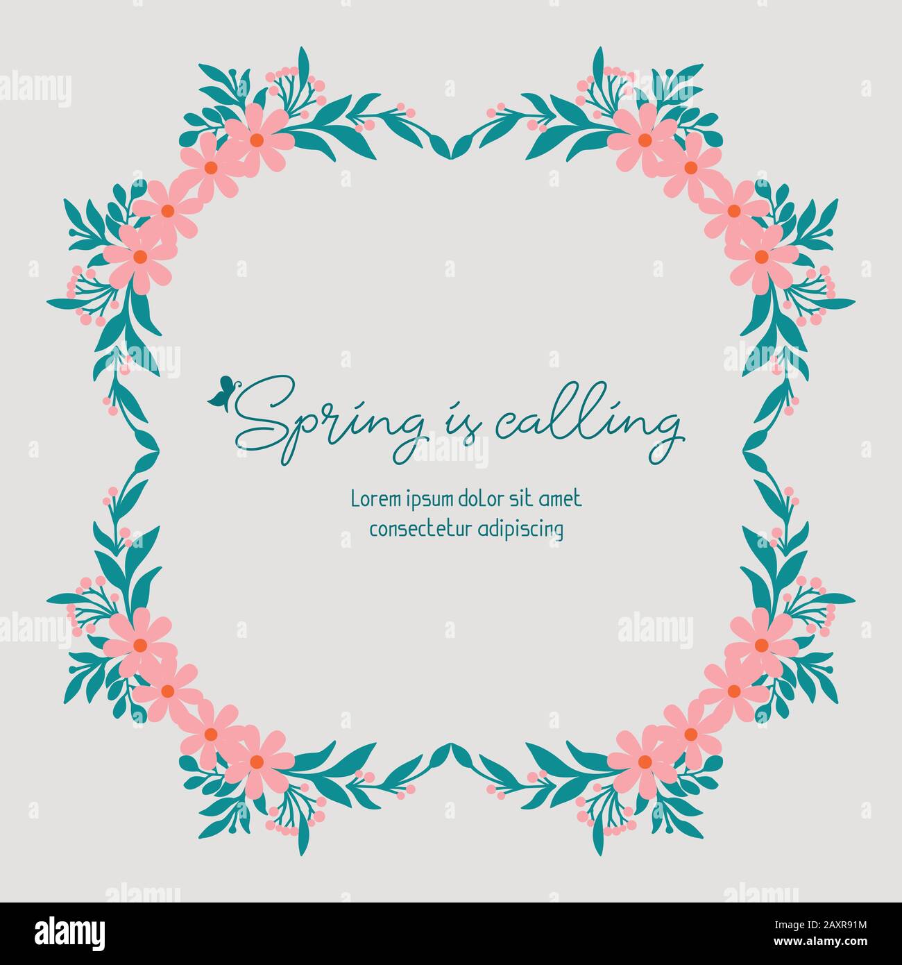 Invitation card for spring, with elegant leaf and floral frame design ...