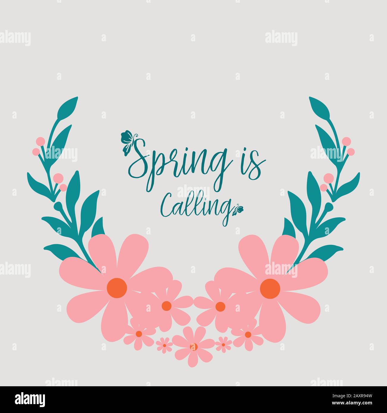 Invitation card for spring, with elegant leaf and floral frame design ...