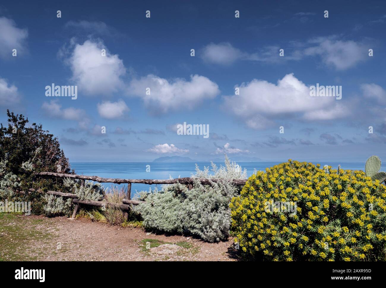 Capo Milazzo in Sicily with a view of the Aeolian Islands Stock Photo ...