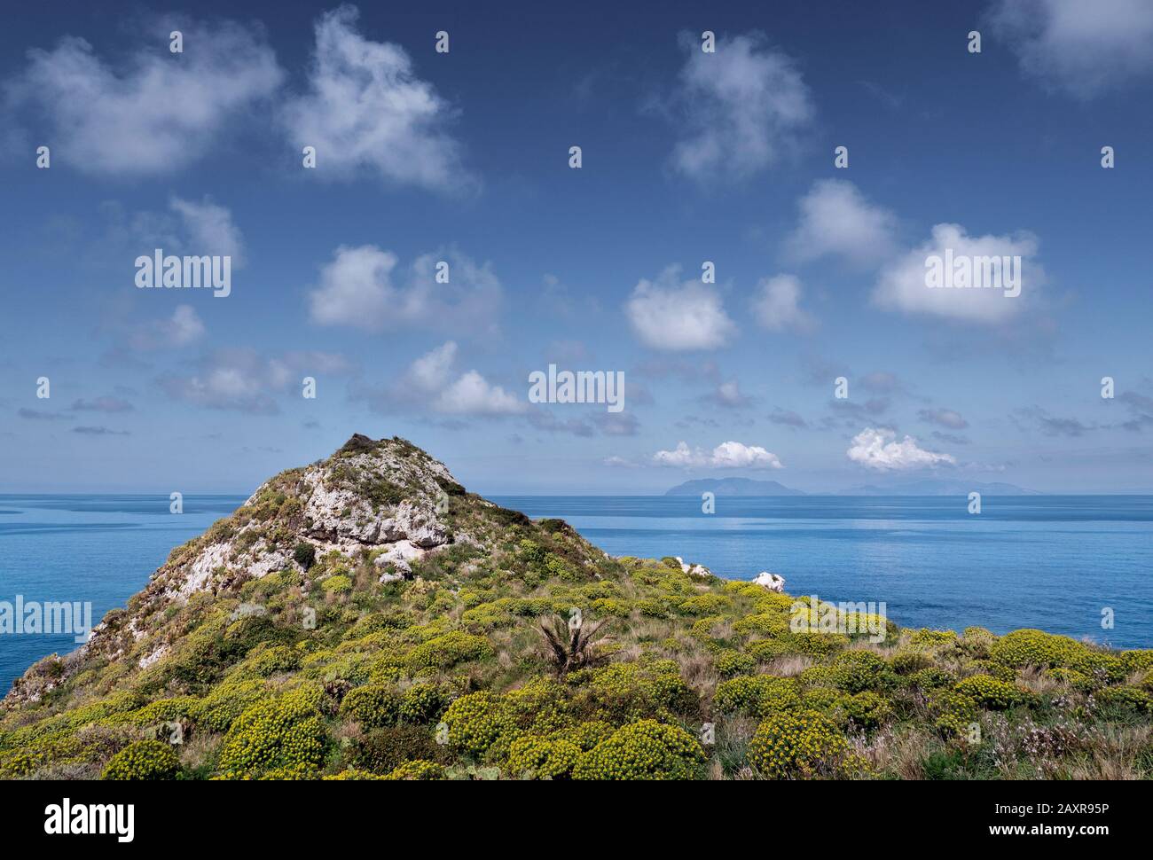 Capo Milazzo in Sicily with a view of the Aeolian Islands Stock Photo ...