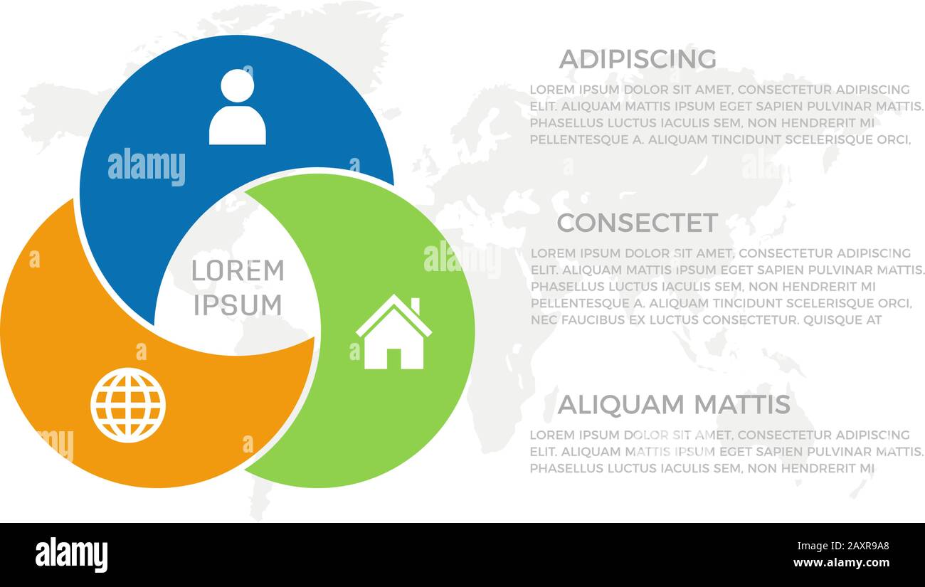 Set of blue, green and orange elements for infographic with world map ...