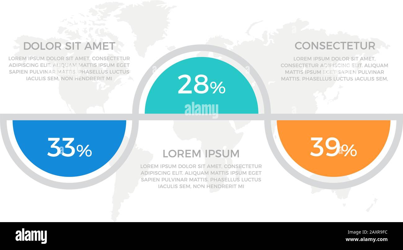 Set of blue, turquoise and orange elements for infographic with world ...