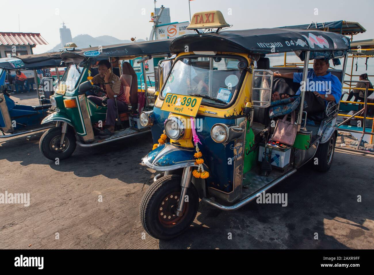 Sriracha, Chonburi, Thailand - February 15, 2018 : Moto Songthaew ...