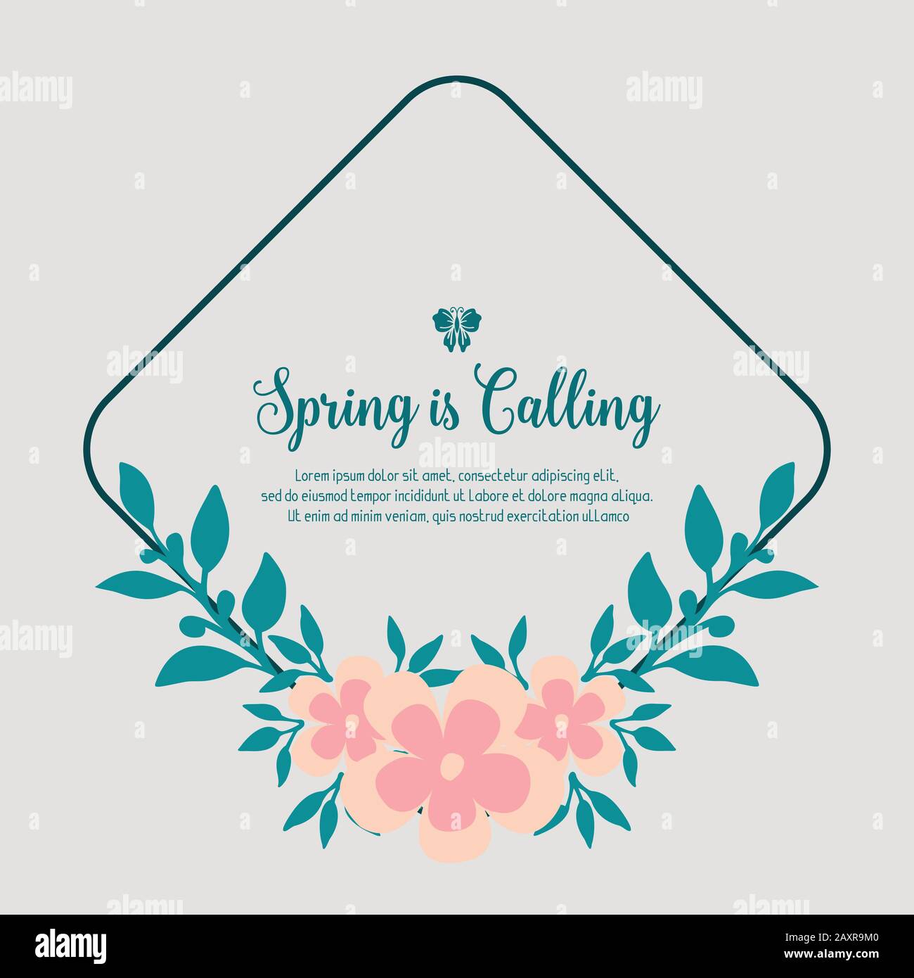 Elegant pattern of leaf and floral frame, for spring invitation card ...
