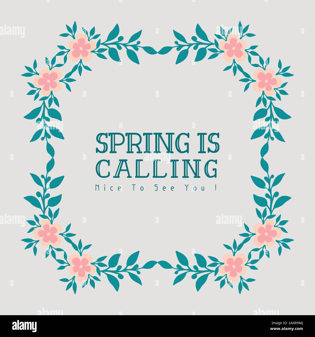 Elegant pattern of leaf and floral frame, for spring invitation card ...