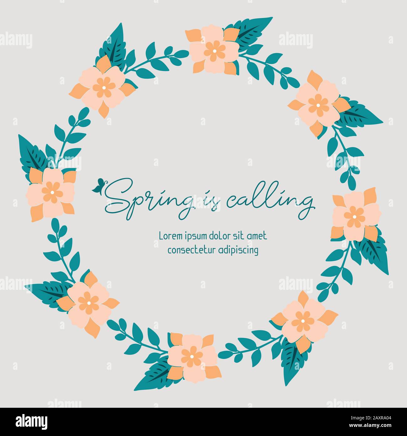 Beautiful leaf and wreath frame, for romantic of spring poster design ...