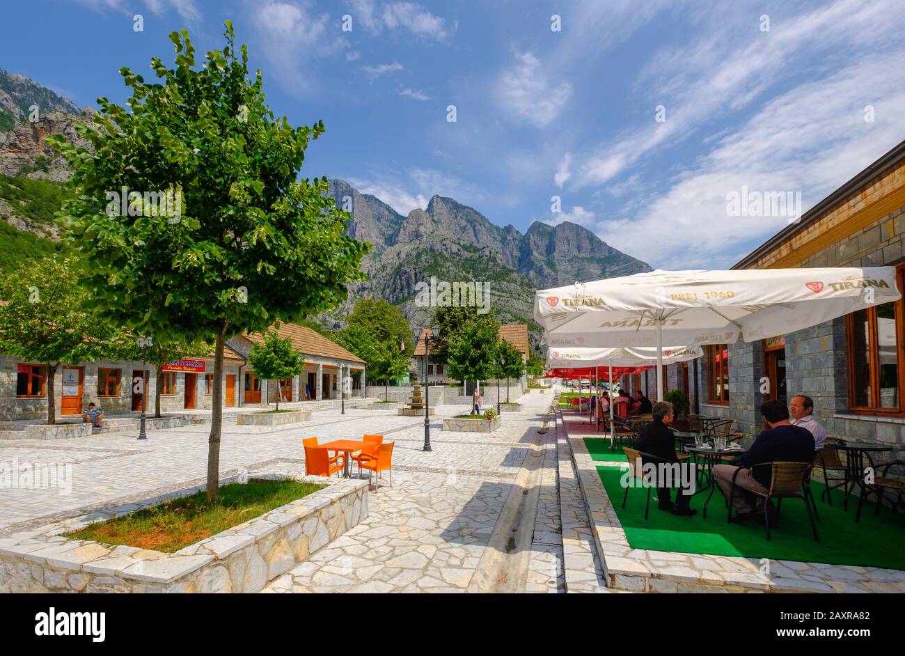 Village square in Tamara, Tamarë, Kelmend region, Albanian Alps ...
