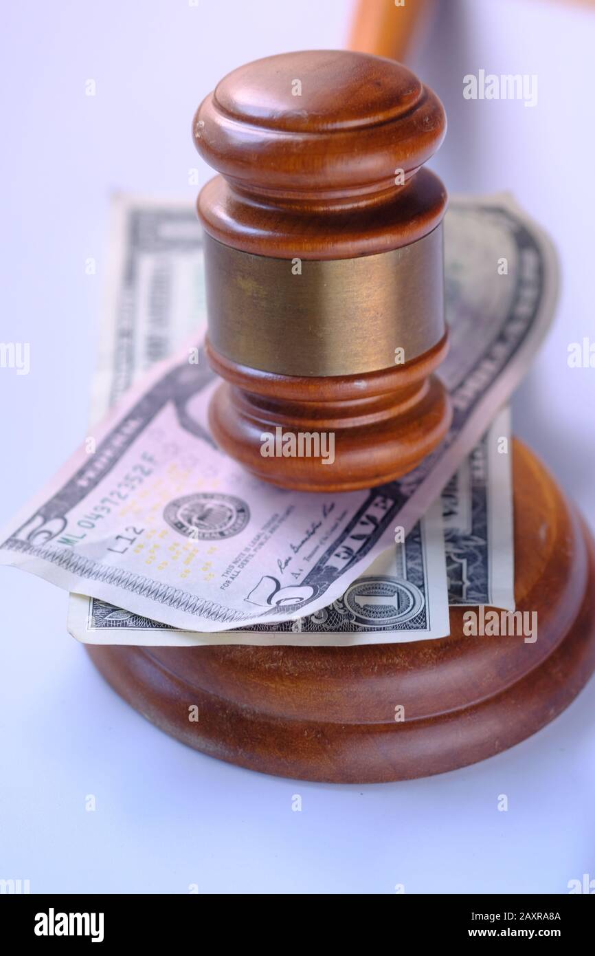 Close up of gavel and cash on table, law and order concept Stock Photo ...