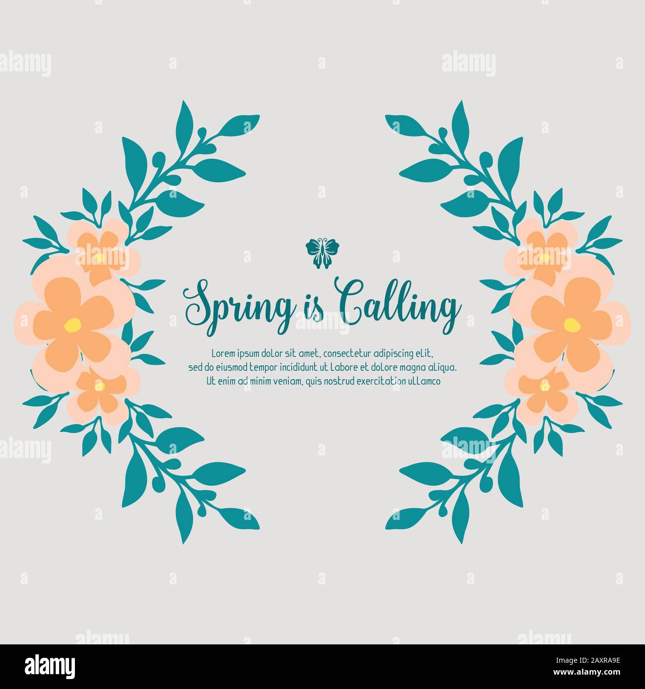 spring celebration invitation card concept, with elegant ornate leaf ...