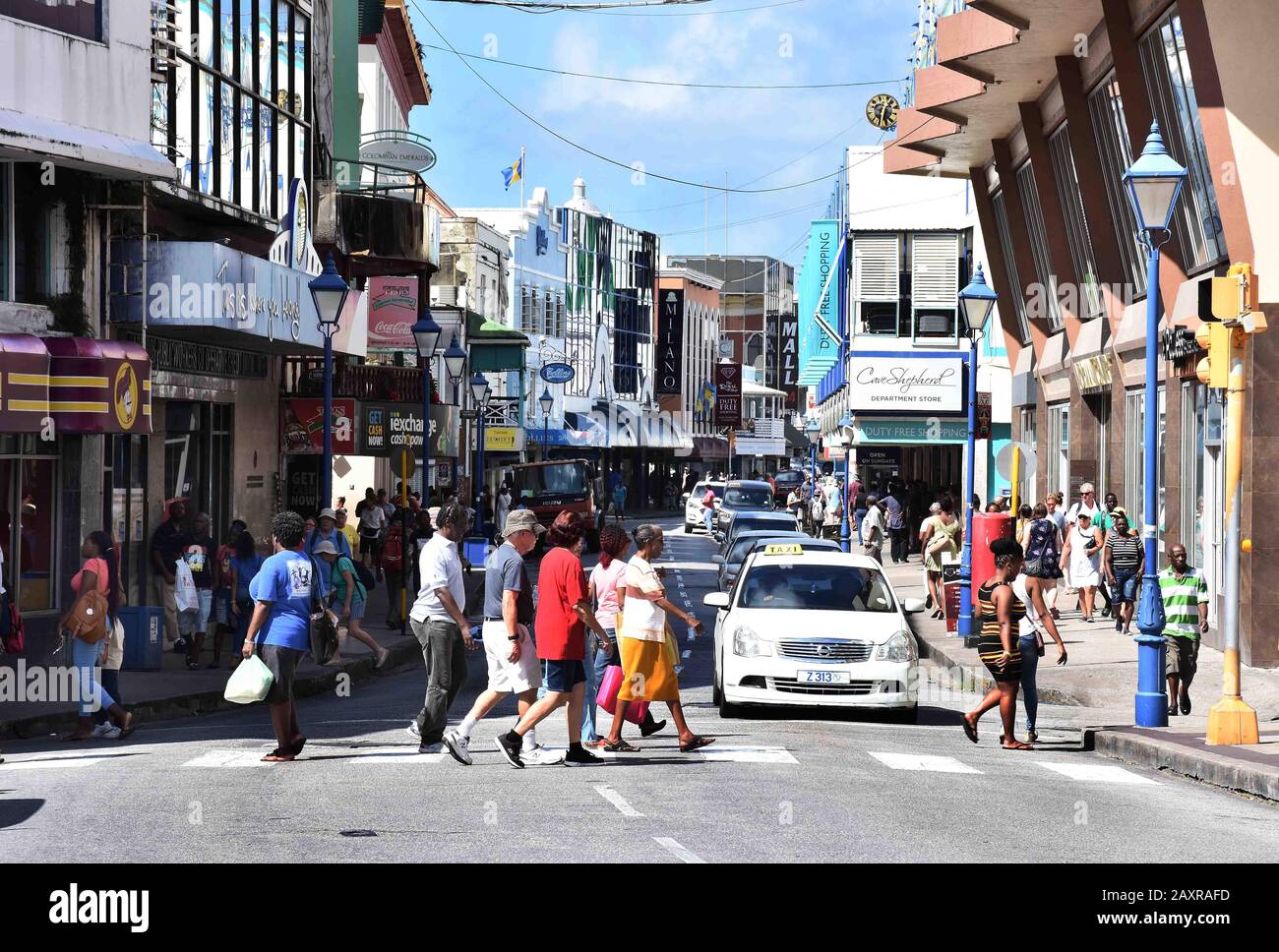 Crossing the road on broad street bridgetown barbados hi-res stock ...