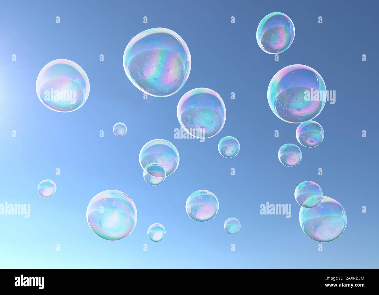 Bubble floating against blue background hi-res stock photography and ...