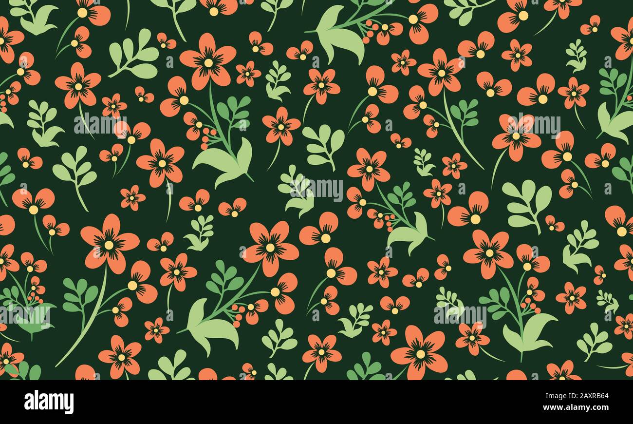 Seamless spring flower pattern background, with leaf and floral simple ...