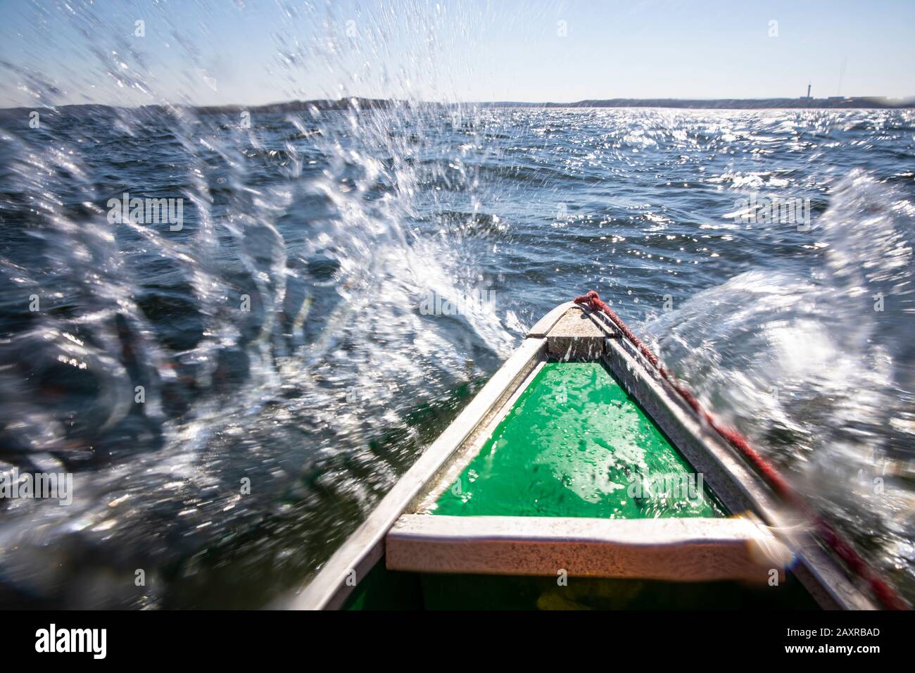 Bow, canoe, lake, water, splash Stock Photo - Alamy