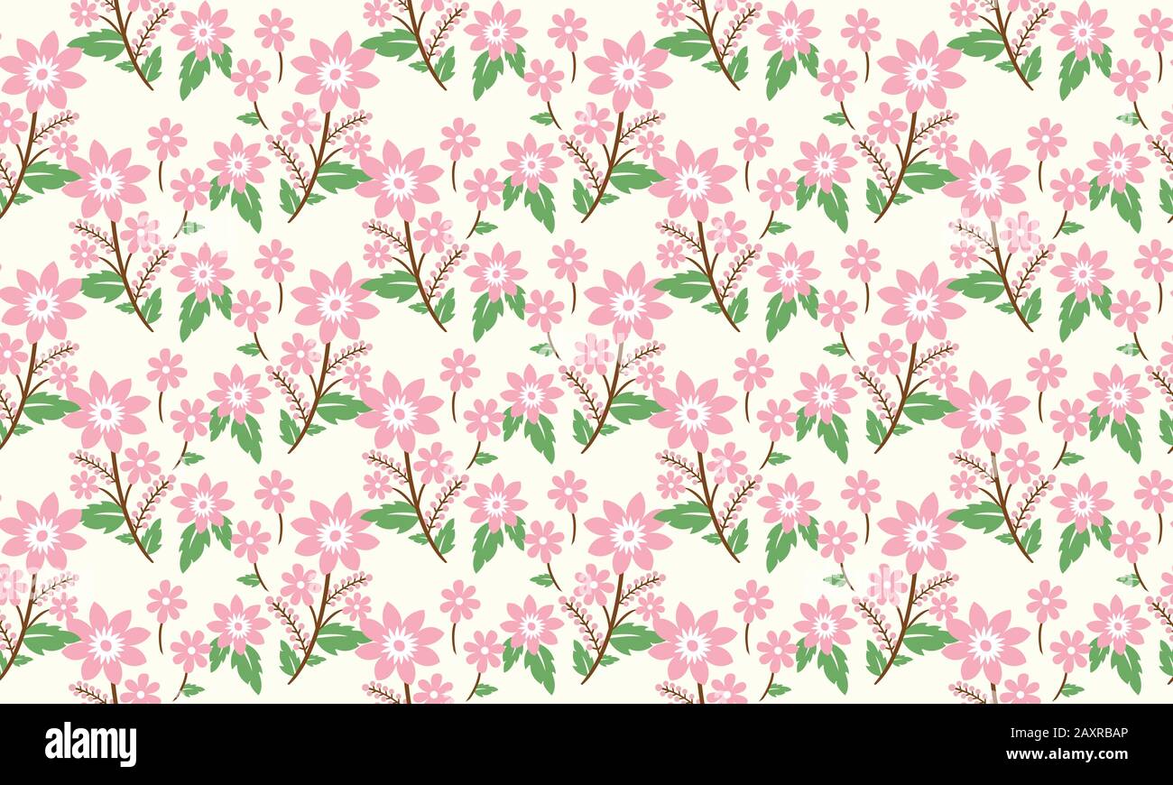 Beautiful spring flower pattern background, with leaf and floral ...
