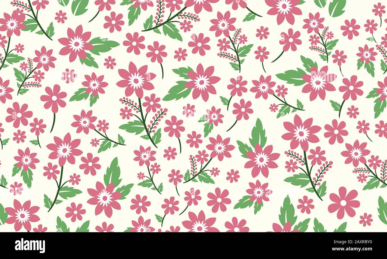 spring flower Vintage pattern background, with leaf and flower design ...