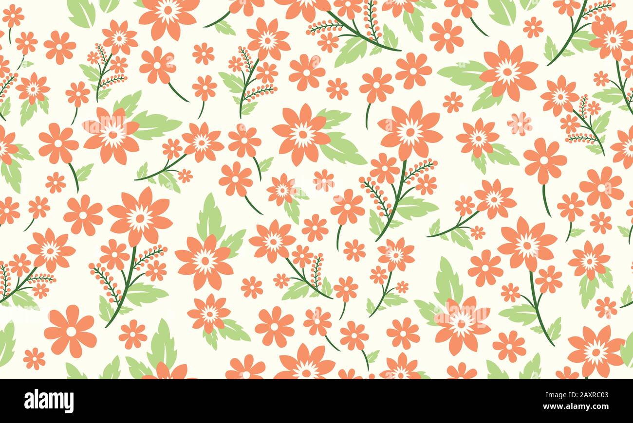 spring flower Vintage pattern background, with leaf and flower design ...