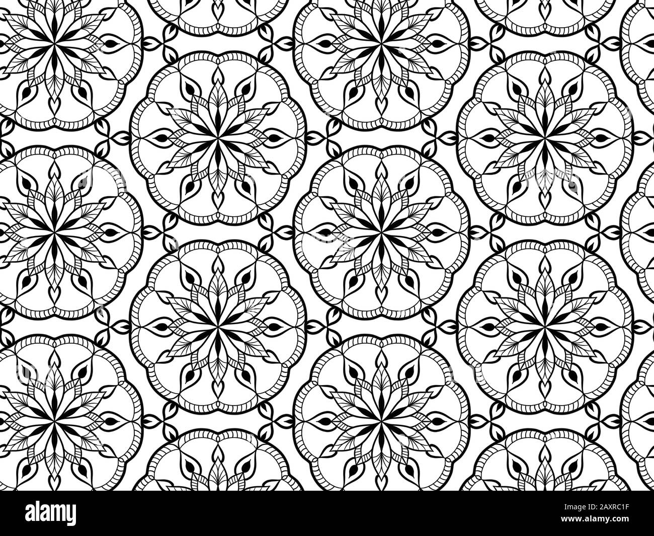4K Seamless Mandala illustrations pattern on white background Stock ...
