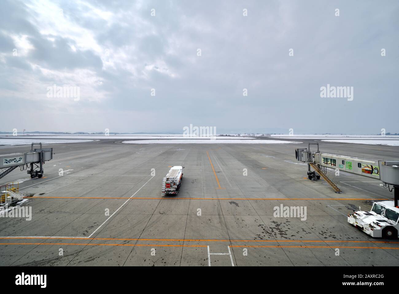 Refueling truck at apron area of Asahikawa Airport, Asahikawa, Hokkaido ...