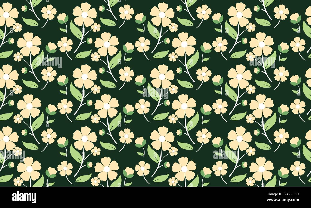 Simple spring floral pattern background, with leaf and floral elegant ...