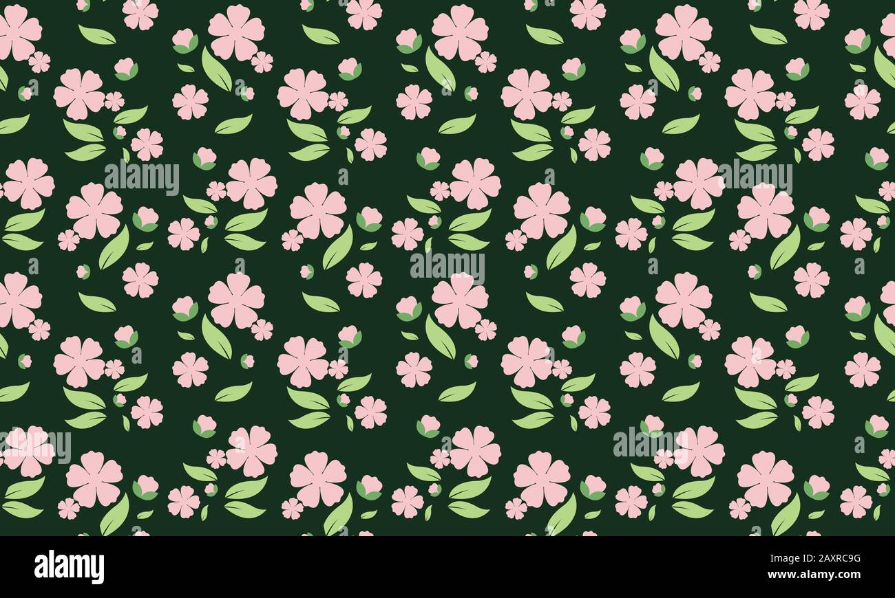 Simple spring floral pattern background, with leaf and floral elegant ...