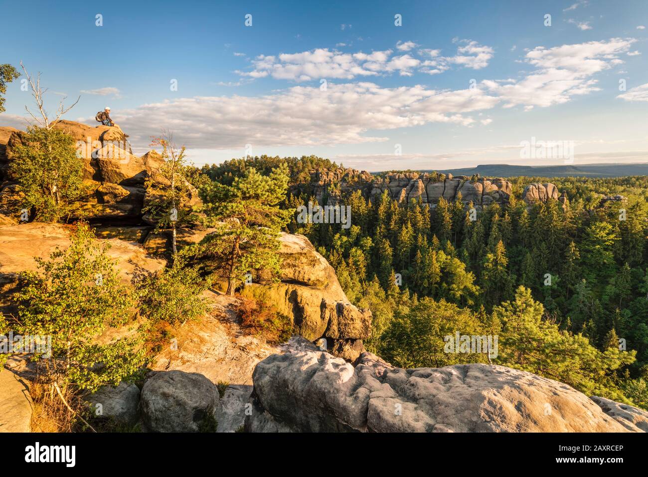 Carola rock at sunset, Elbe Sandstone Mountains, Saxon Switzerland ...