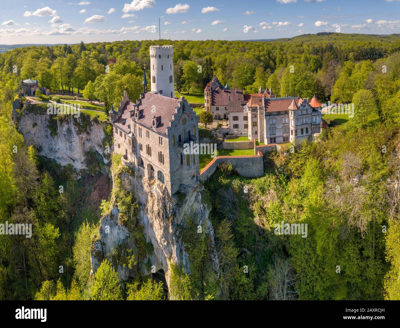 Germany, Baden-Württemberg, Lichtenstein, castle complex from above ...