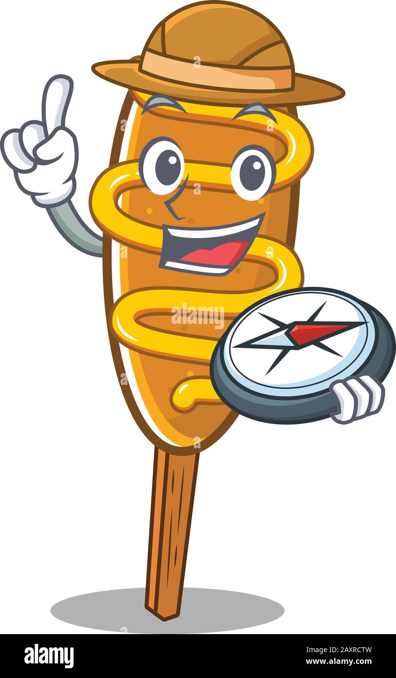 Corn dog experienced Explorer using a compass Stock Vector Image & Art ...