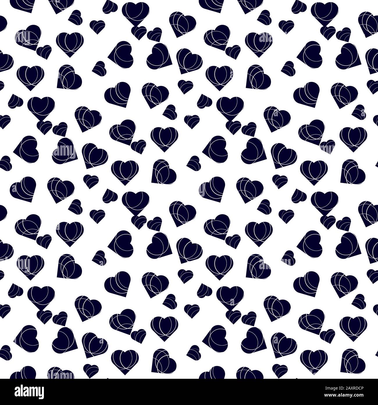 Dark cyan and white minimalist heart seamless pattern for nursery ...