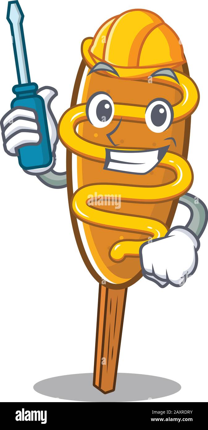cartoon character style corn dog working as an automotive Stock Vector ...