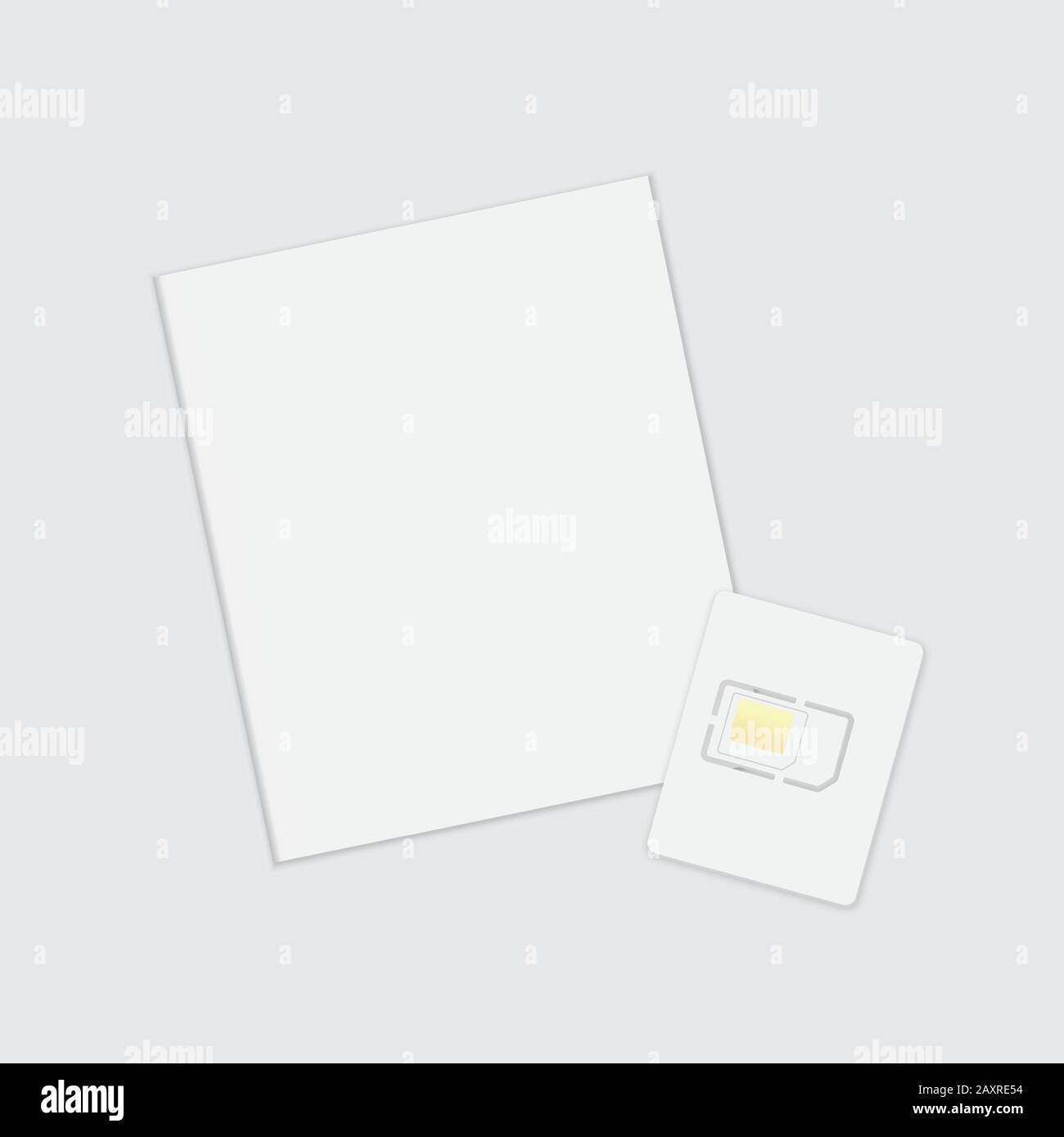 Realistic blank sim cards and Cover paper in minimalistic style on ...