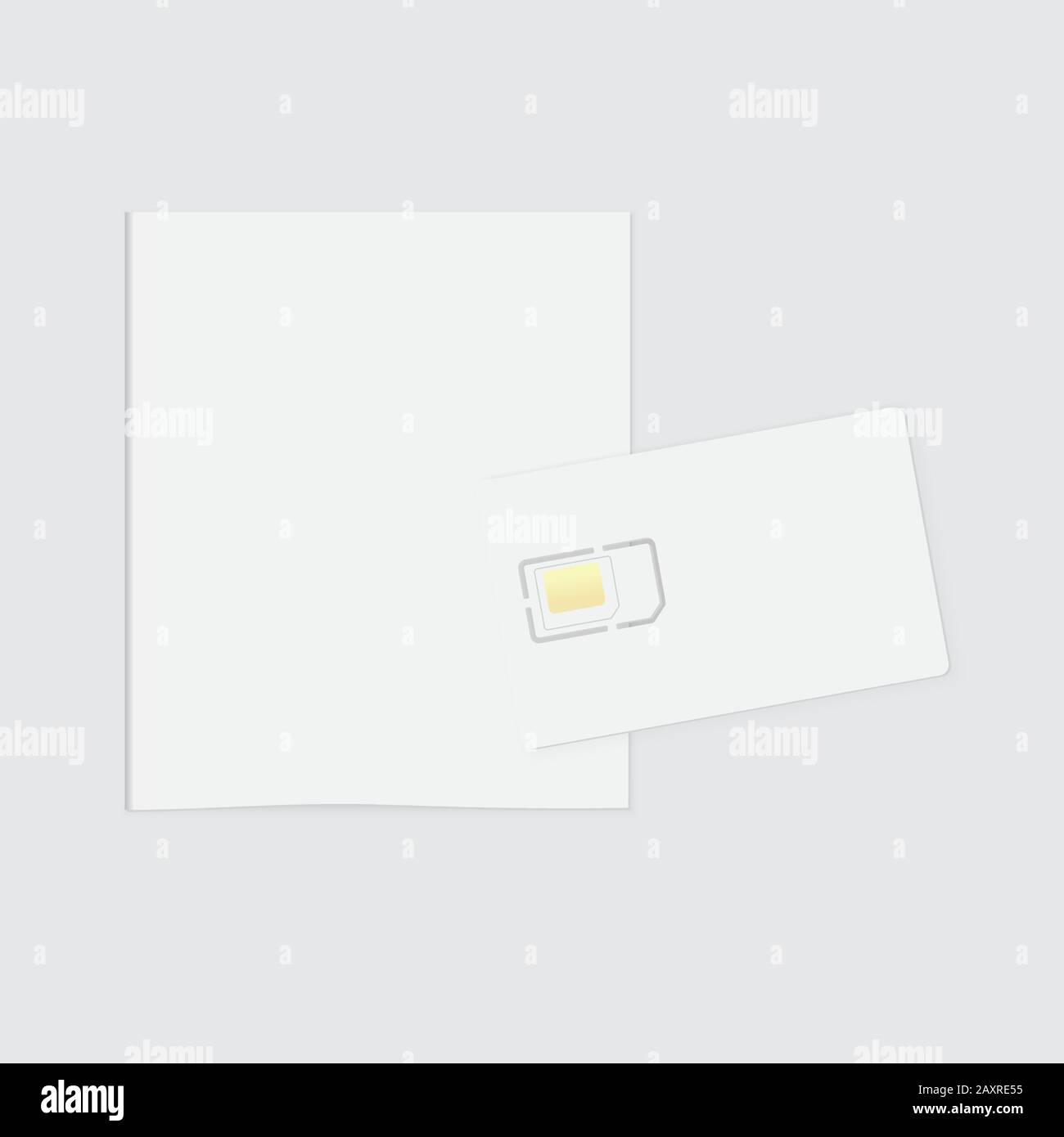 Realistic blank sim cards and Cover paper in minimalistic style on ...
