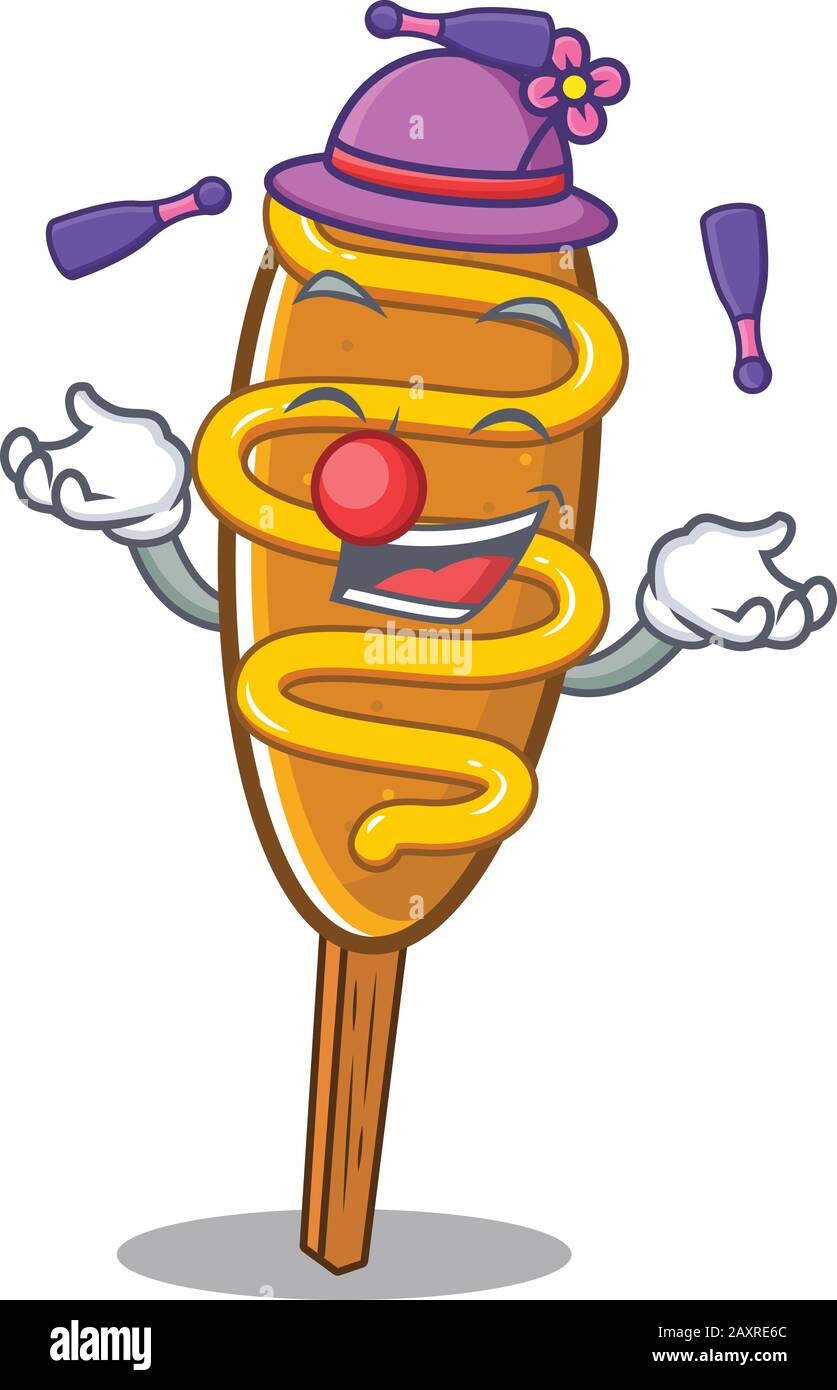 a lively corn dog cartoon character design playing Juggling Stock ...