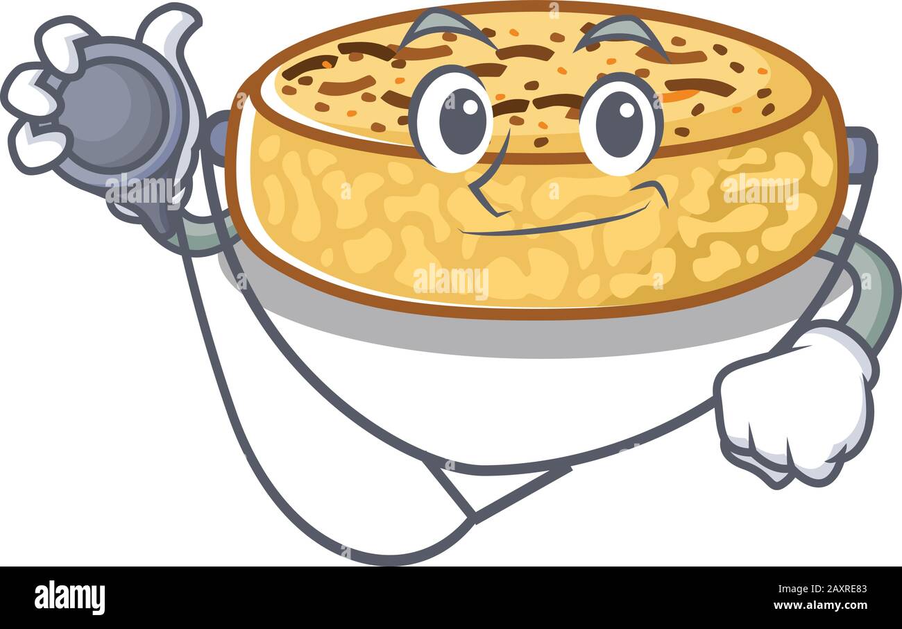 A mascot picture of crumpets cartoon as a Doctor with tools Stock ...