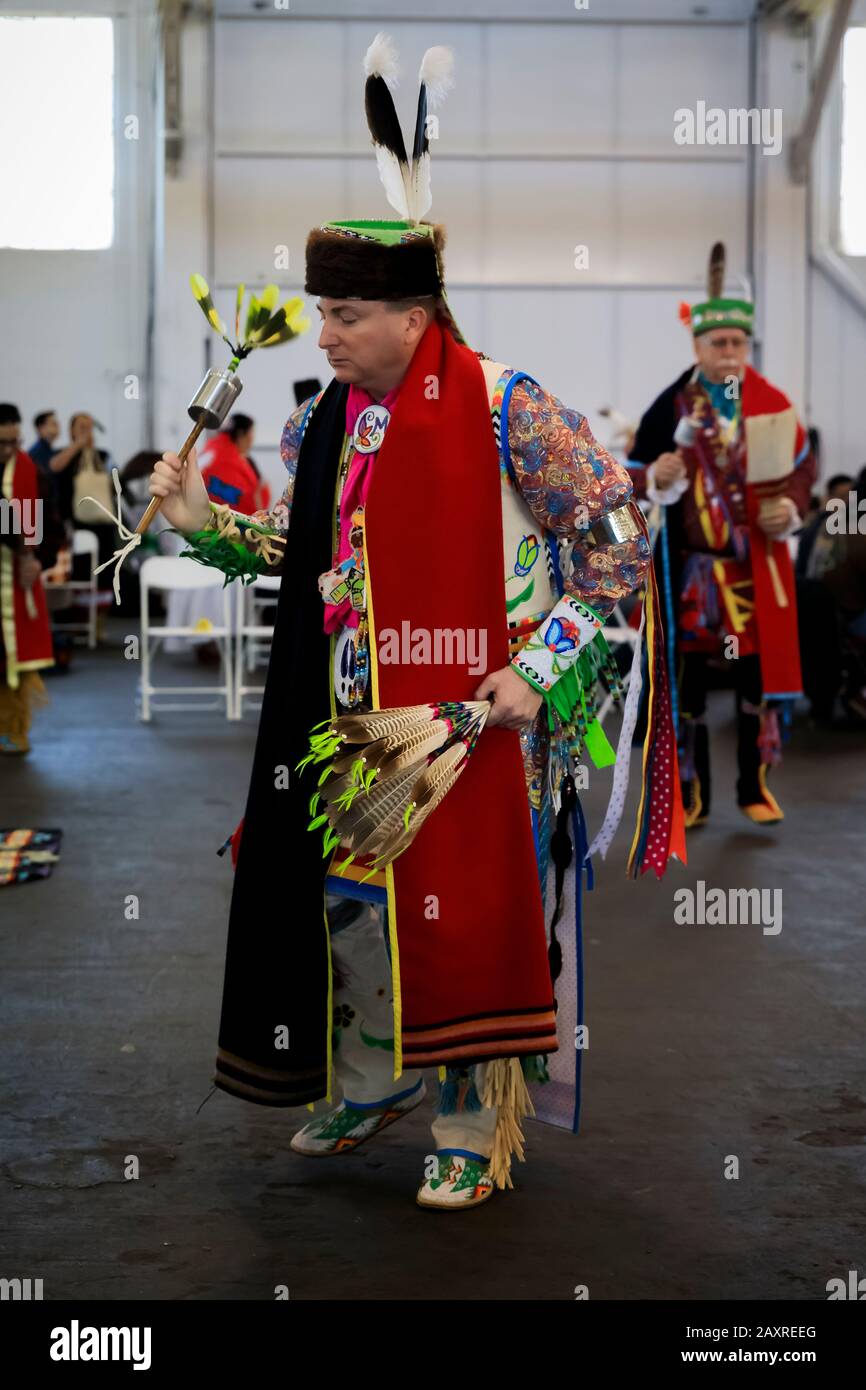 San Francisco, USA - February 08, 2020: Native American Indians dressed ...