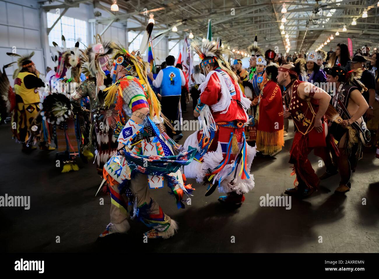 San Francisco, USA - February 08, 2020: Native American Indians dressed ...