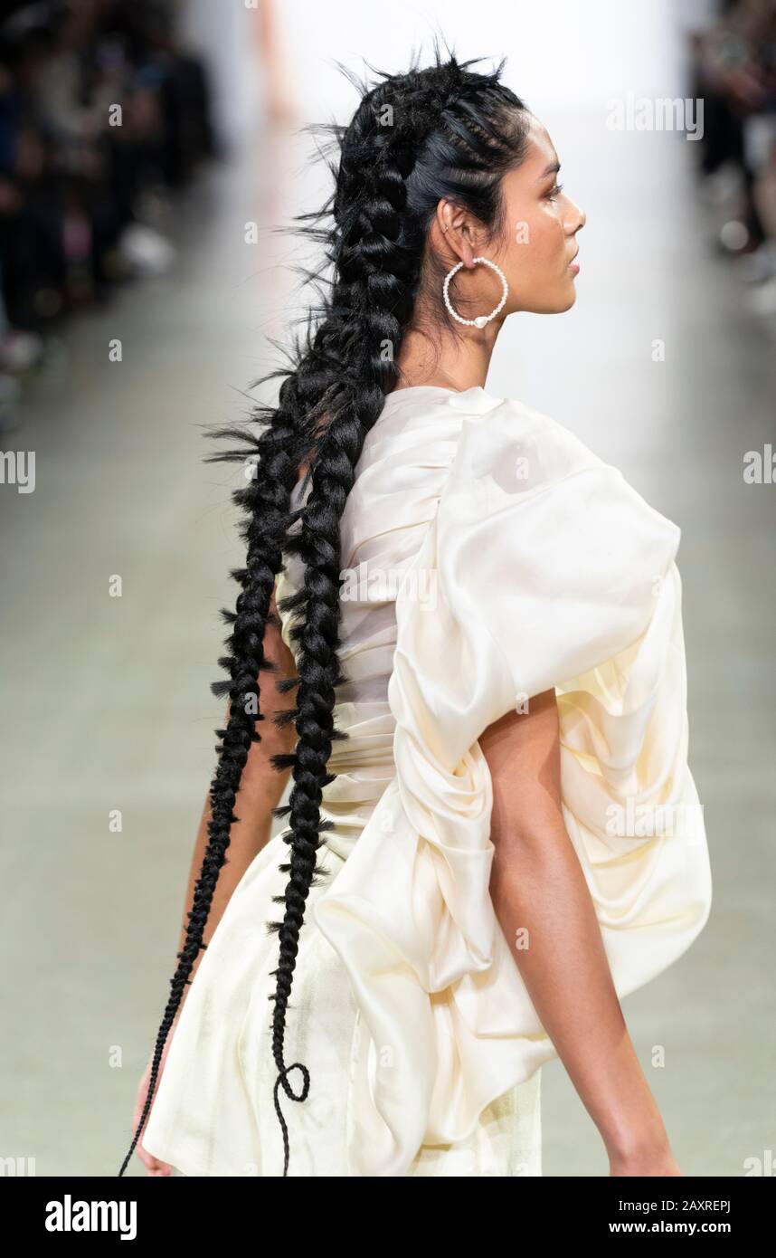 New York, NY - February 12, 2020: Model walks runway for Fe Noel by ...