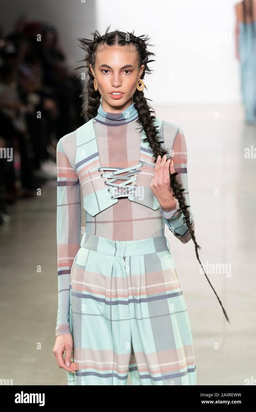 New York, NY - February 12, 2020: Model walks runway for Fe Noel by ...