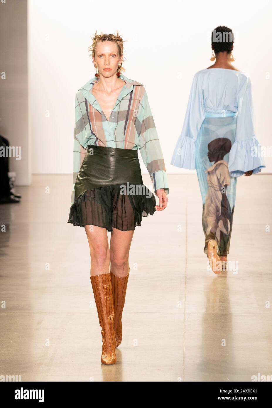 New York, NY - February 12, 2020: Model walks runway for Fe Noel by ...