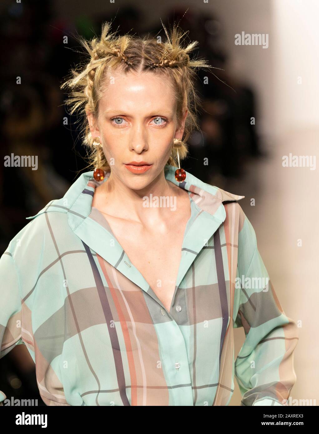 New York, NY - February 12, 2020: Model walks runway for Fe Noel by ...