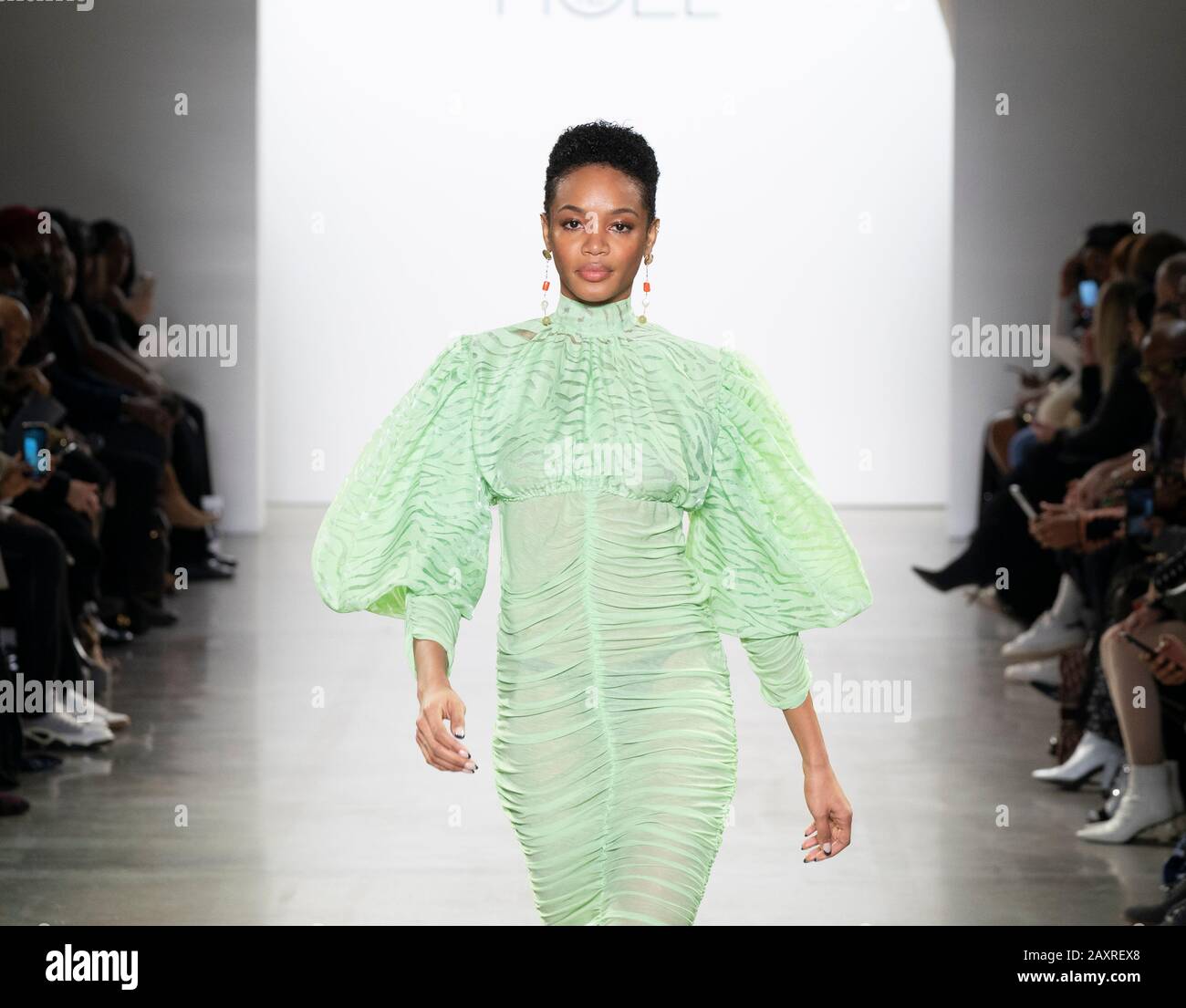 New York, NY - February 12, 2020: Model walks runway for Fe Noel by ...