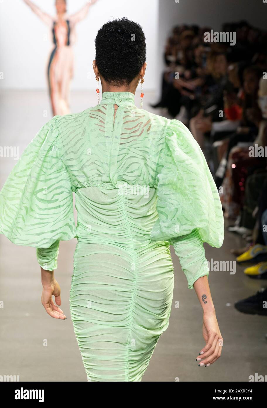 New York, NY - February 12, 2020: Model walks runway for Fe Noel by ...