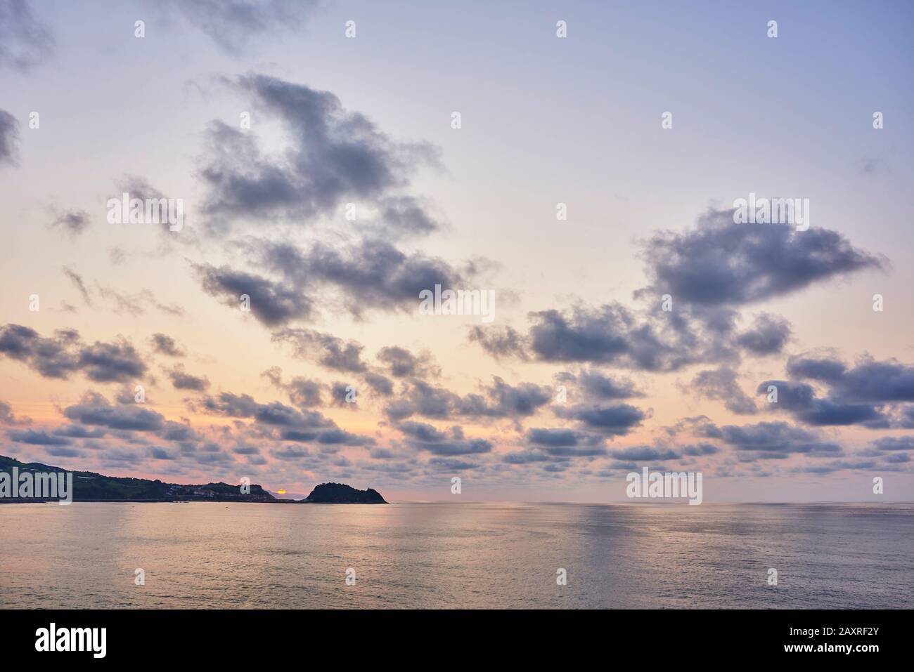 Landscape, sunset, coast, sea, Zarautz, Basque Country, Spain Stock ...