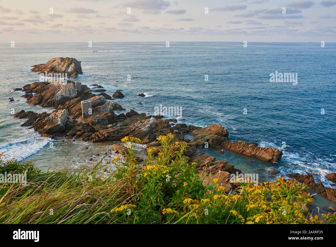 Landscape, sunset, coast, sea, Zarautz, Basque Country, Spain Stock ...