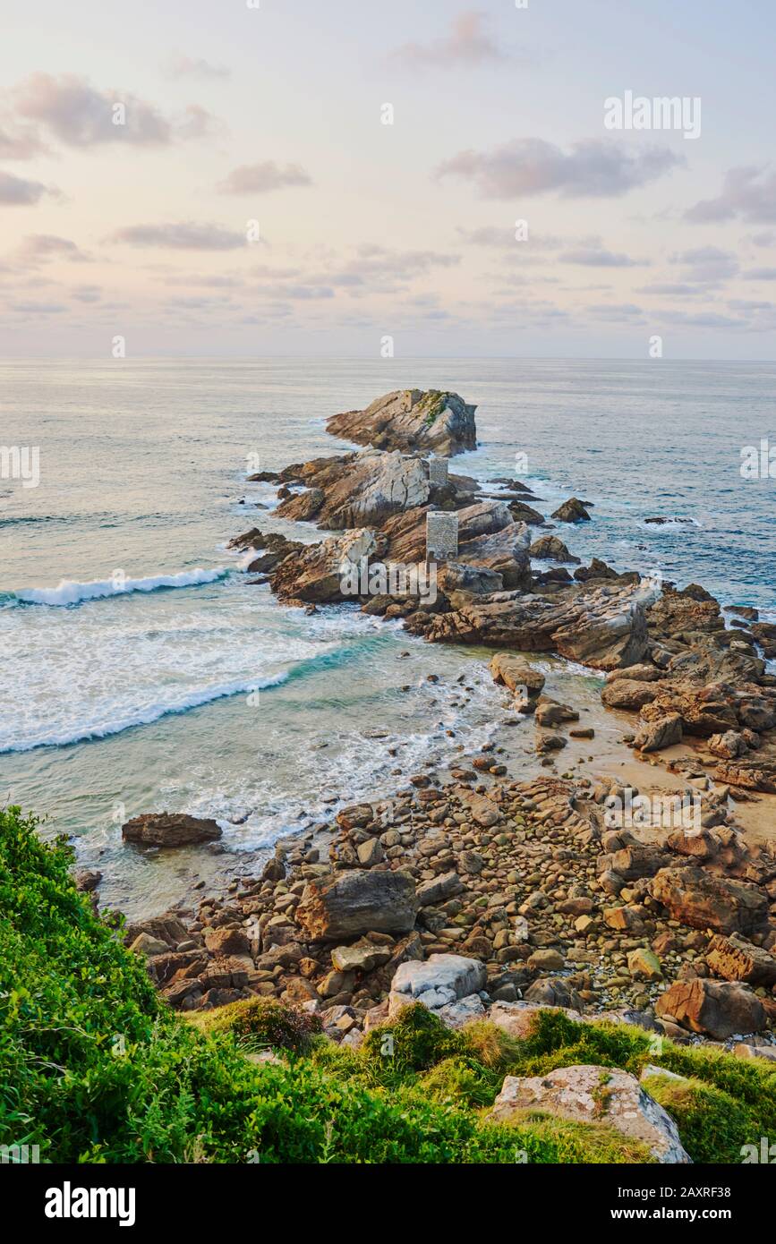 Landscape, sunset, coast, sea, Zarautz, Basque Country, Spain Stock ...