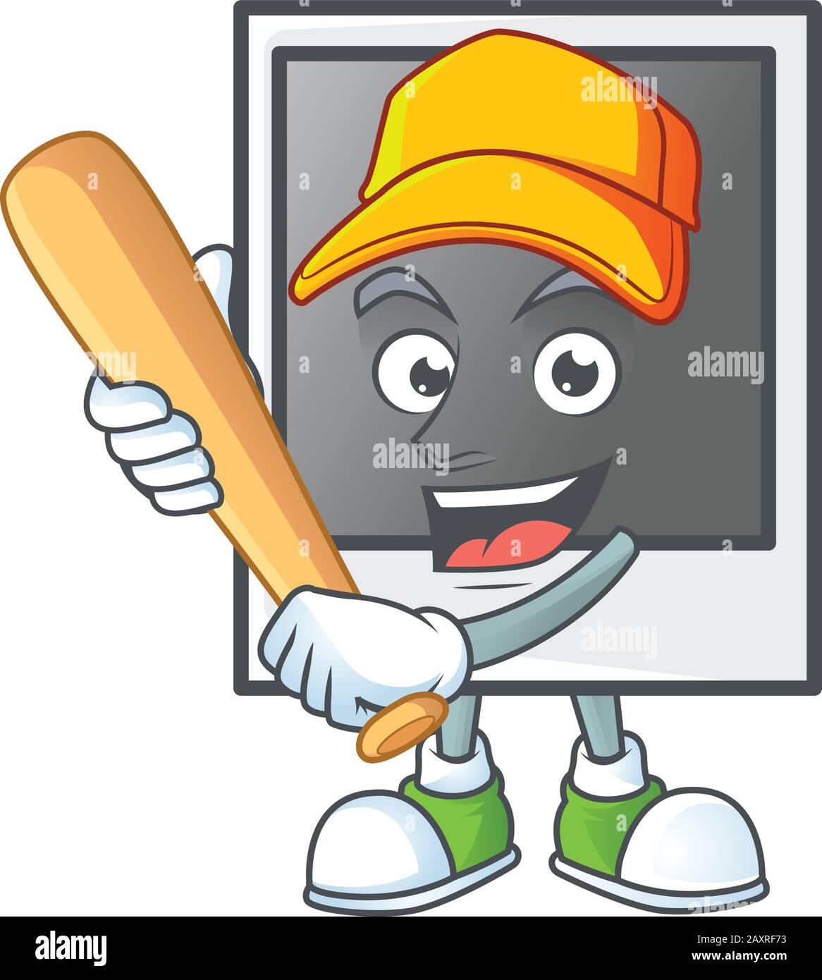 An active healthy empty polaroid photo frame mascot design style ...