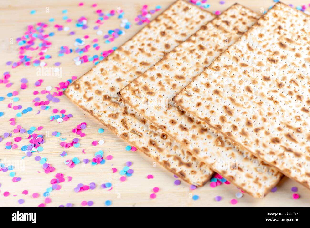 Matzah and confetti happy colorful background for Jewish Passover ...
