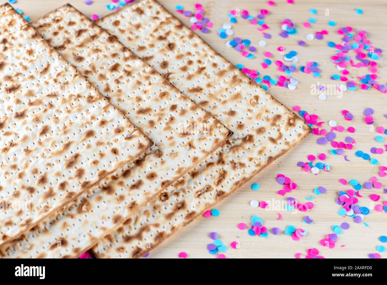 Matzah and confetti happy colorful background for Jewish Passover ...