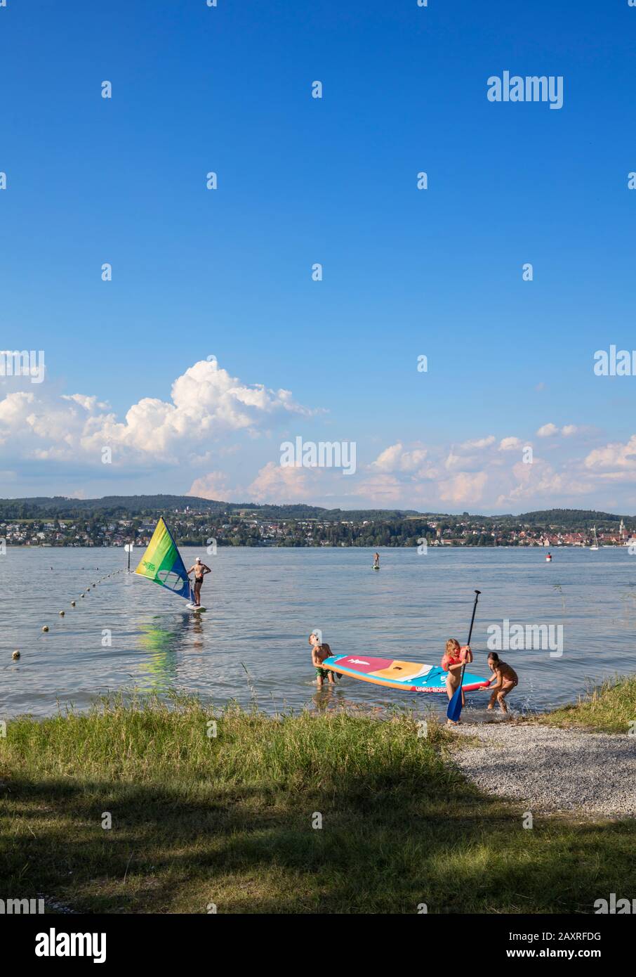 Bodensee, seaside resort, lido Dingelsdorf, summer, sun, blue sky ...