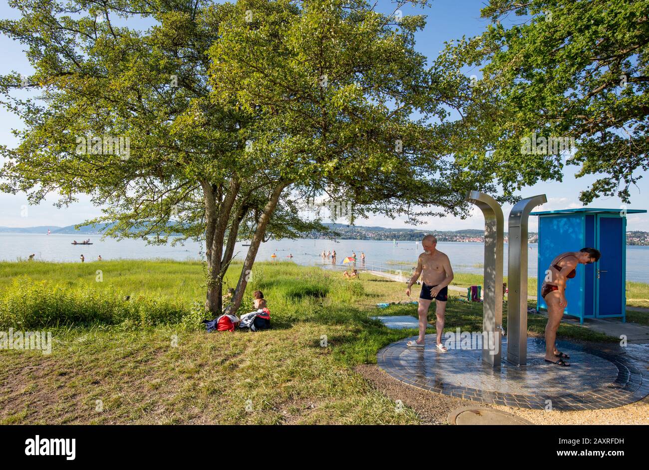 Bodensee, seaside resort, lido Dingelsdorf, summer, sun, blue sky ...