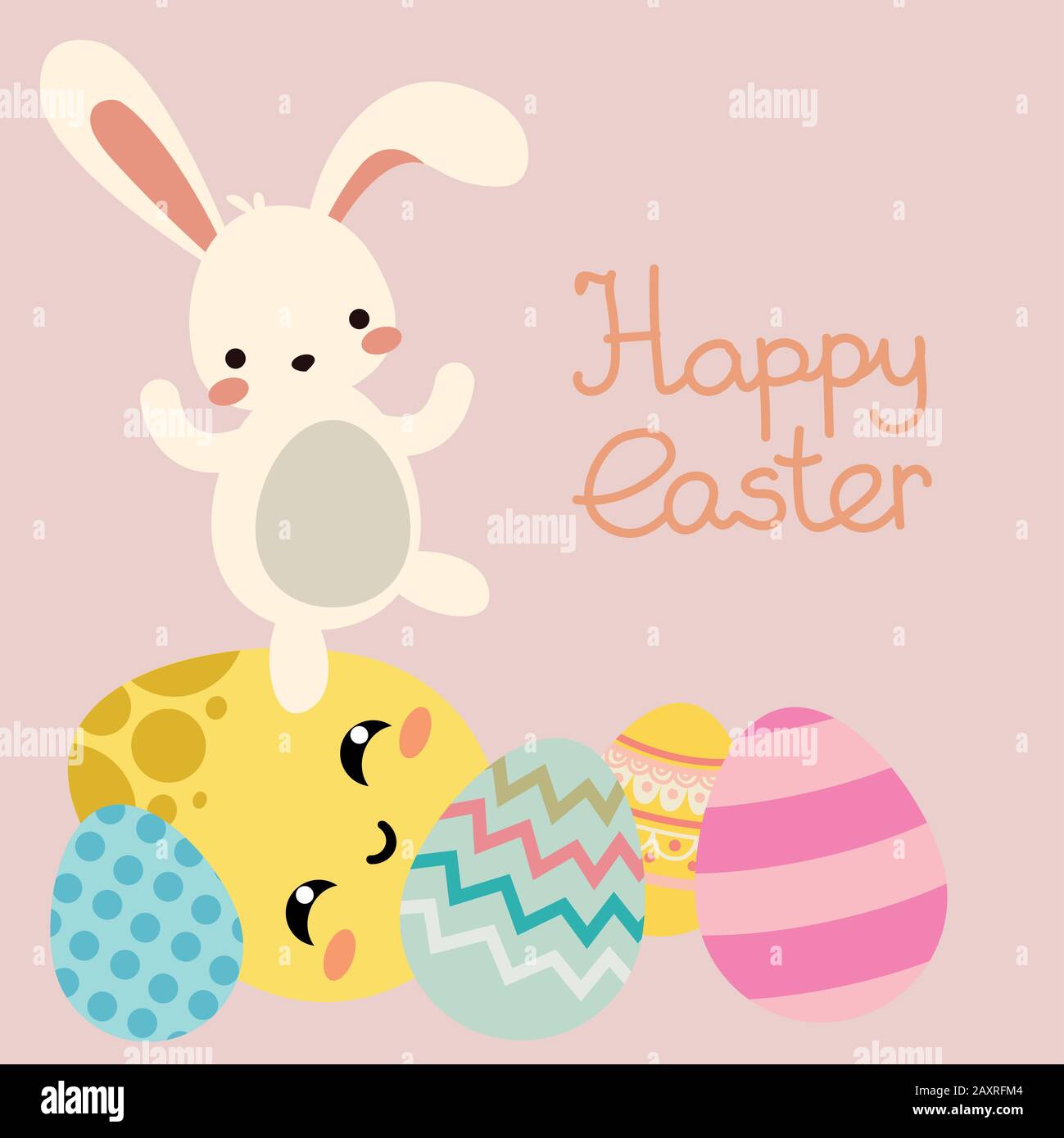 Adorable kawaii easter bunny Stock Vector Images - Alamy